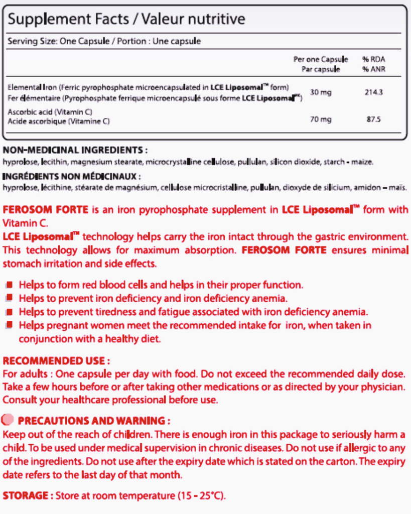 Ferosom Forte LCE Liposomal Iron – Natural Health Garden