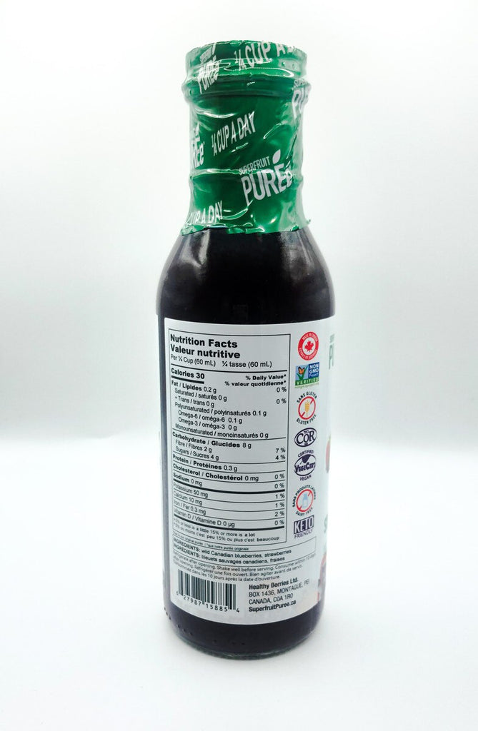 Superfruit Purée Wild Blueberry & Strawberry – 350ml Glass Bottle ...