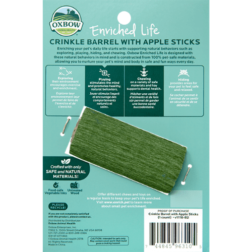 Oxbow Enriched Life - Crinkle Barrel with Apple Sticks – Natural Health ...